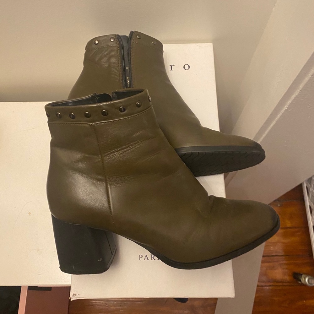 Dark Green Real Leather Italian Booties - Gem